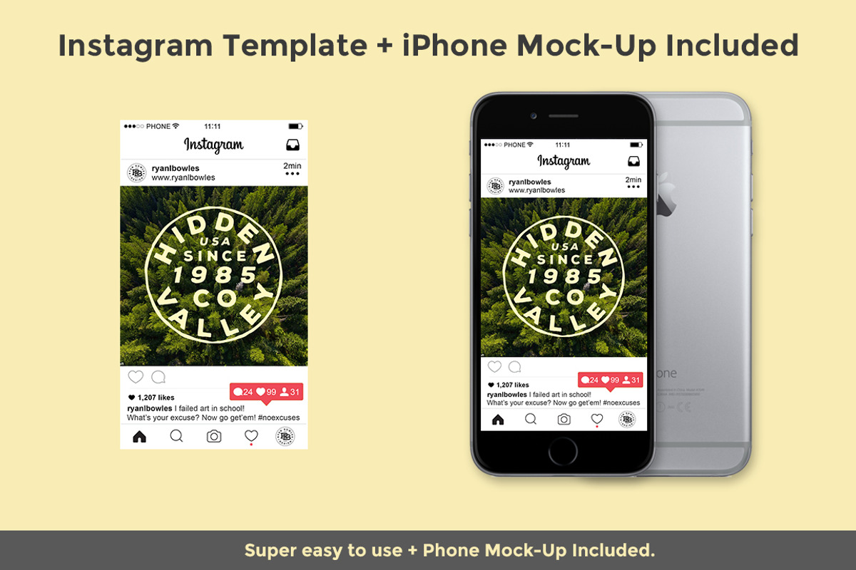 Instagram Editable Template, a Social Media Template by RyanBowlesDesign