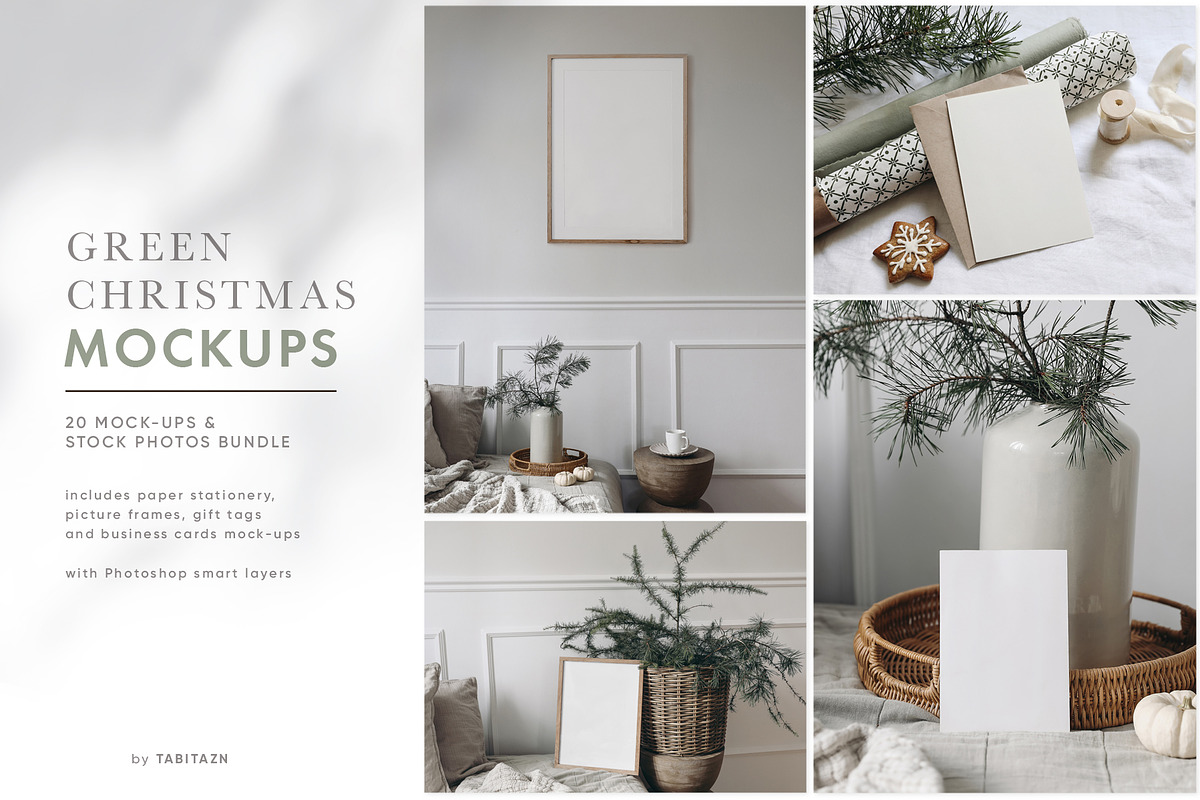 Green Christmas mockup bundle, a Stationery Template by Tabita's shop ...
