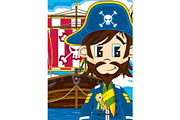 Cartoon Pirate Captain & Galleon, a Person Illustration by Mark Murphy ...