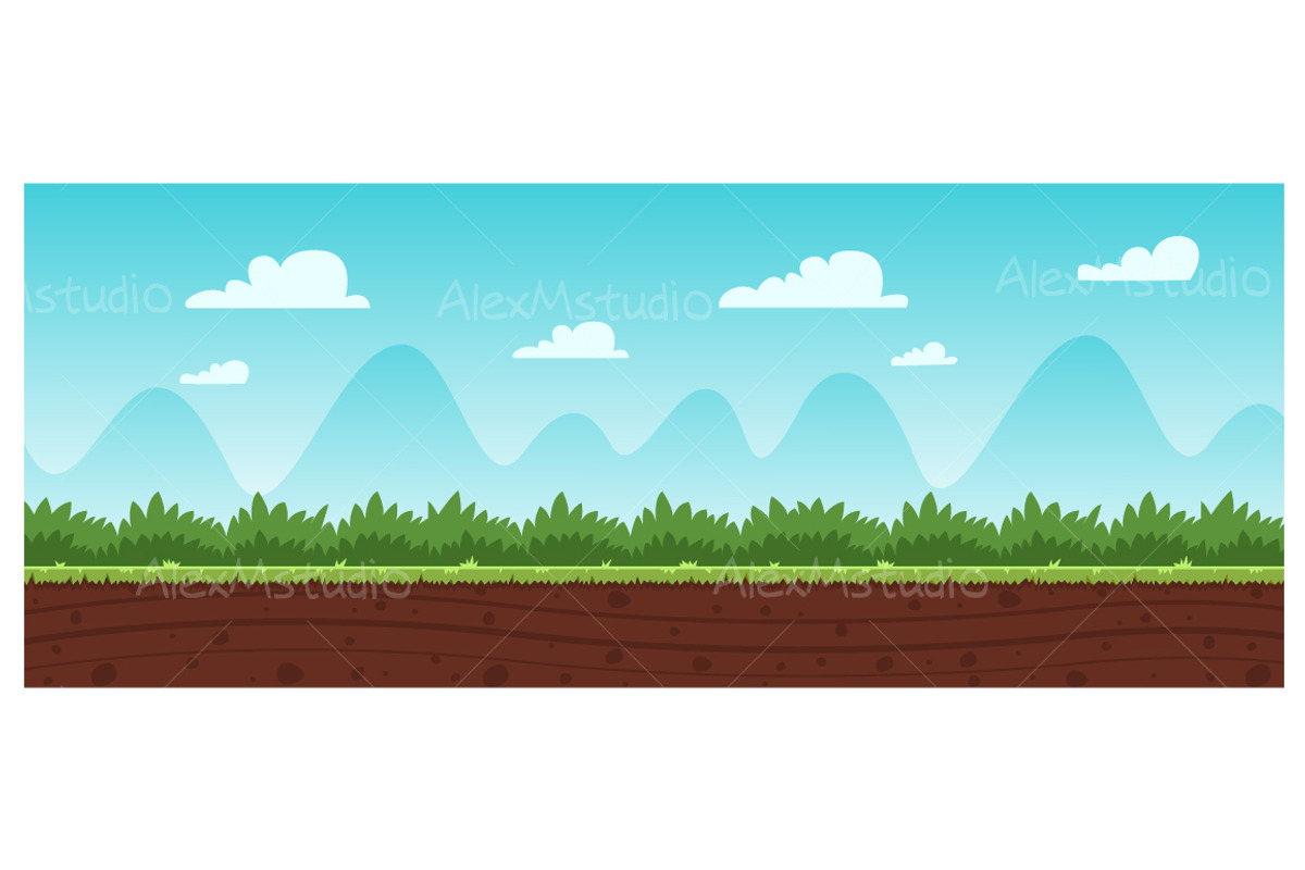 Cartoon Game Background, an Illustration by AlexMstudio