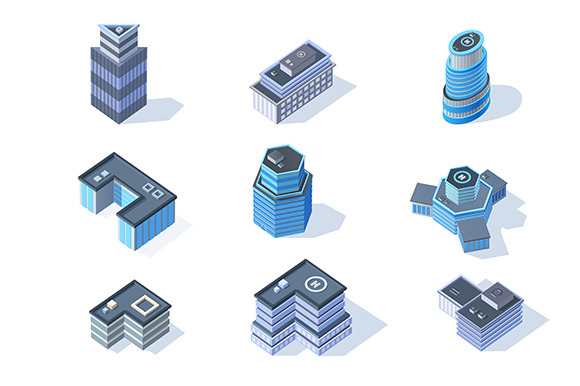 Vector business isometric buildings, a Work Illustration by Krolone