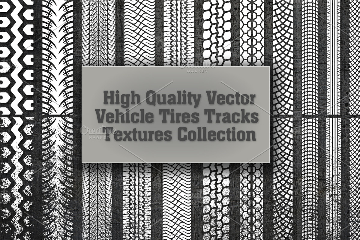 Big Vector Tire Tracks Set, a Texture Illustration by Pingebat