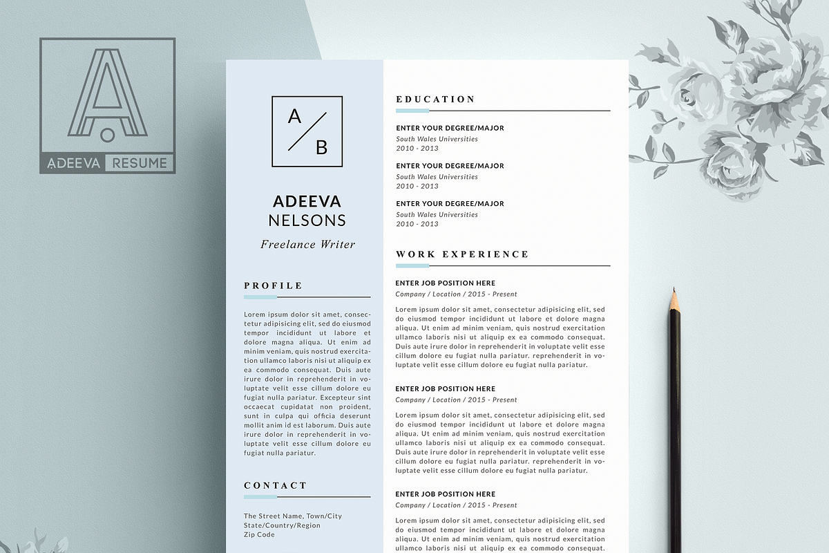 Simple Resume Template Nelson, a Resume Template by AdeevaResume