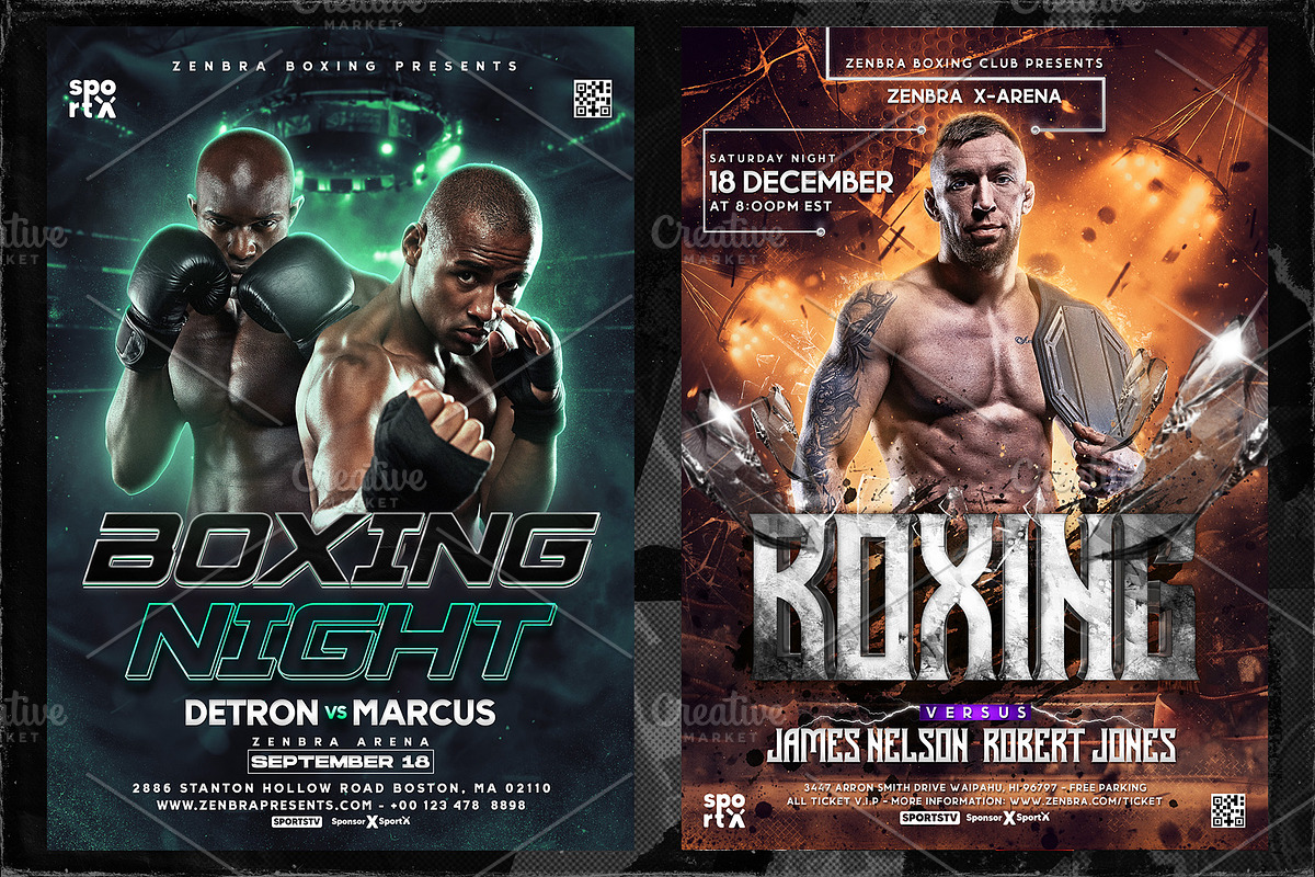 6 Boxing Match Flyer Template A5, a Flyer Template by OnurDemircan