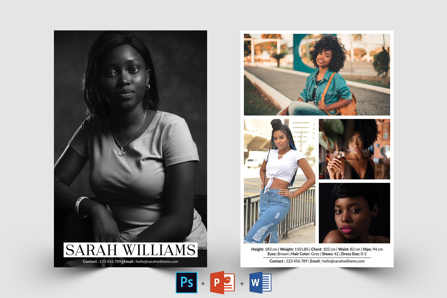 Model Comp Card Template, a Card Template by Designscozy