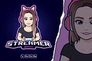 Streamer Gamer Girl Logo Editable, a Branding & Logo Template by tkzgraphic