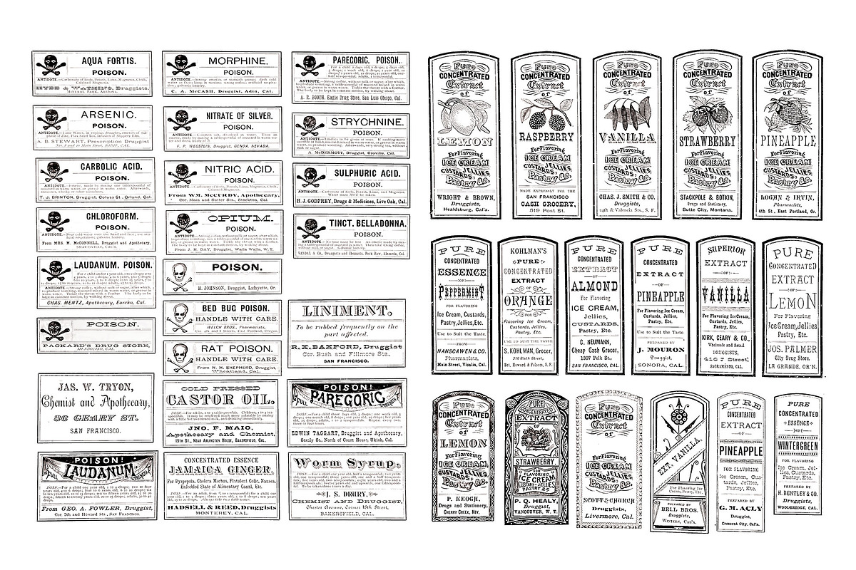 Victorian Medicine Labels Stage Props
