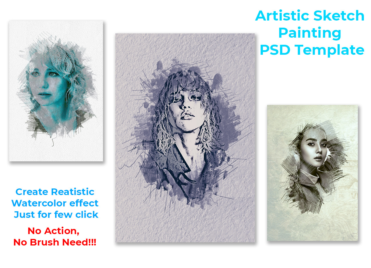 Artistic Sketch Painting Template, an Action Add-On by Studio Retouch ...