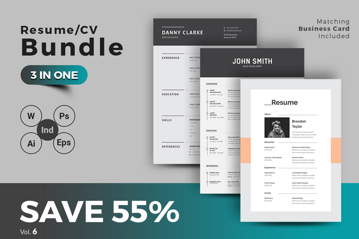 Resume/CV Bundle, a Resume Template by ThemeDevisers