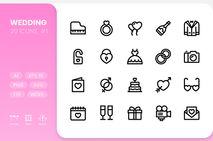 Wedding - Color Icons, an Outline Icon by RudenkoArts