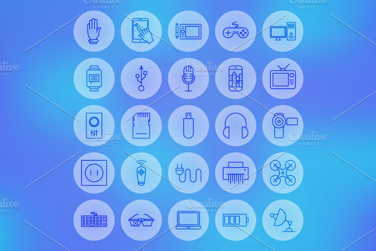 Gadgets Line Art Icons, an Outline Icon by Anna_leni