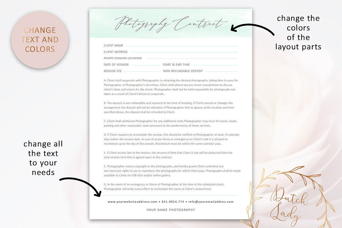 Photography Form Template Bundle #1, a Stationery Template by The Dutch ...