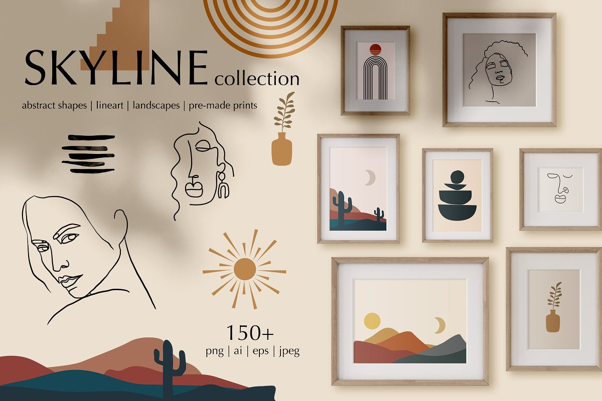 Abstract Landscape, Woman Line Art, an Illustration by Backyard Rose