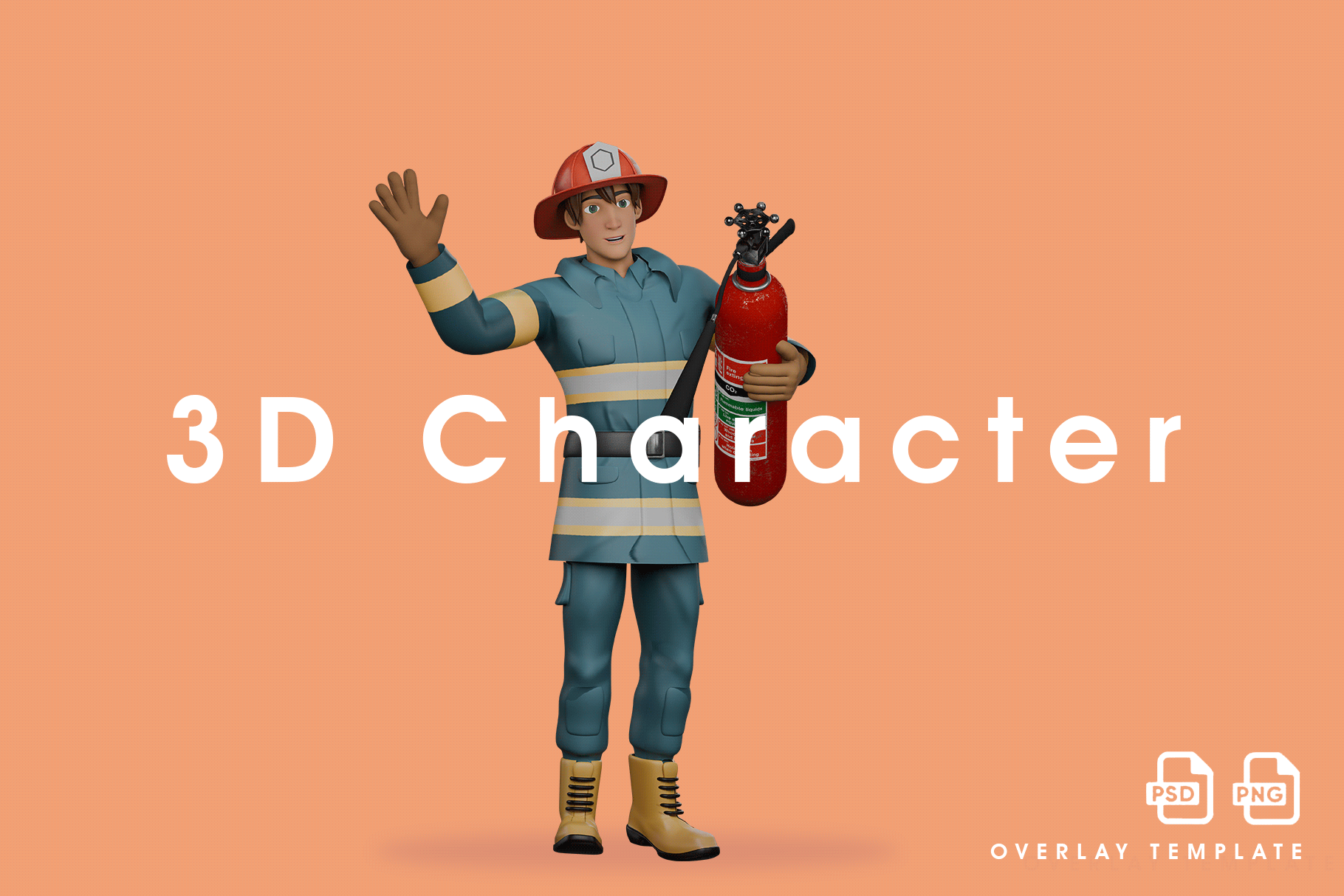 firefighter stand with hand waving, a Person Illustration by ...