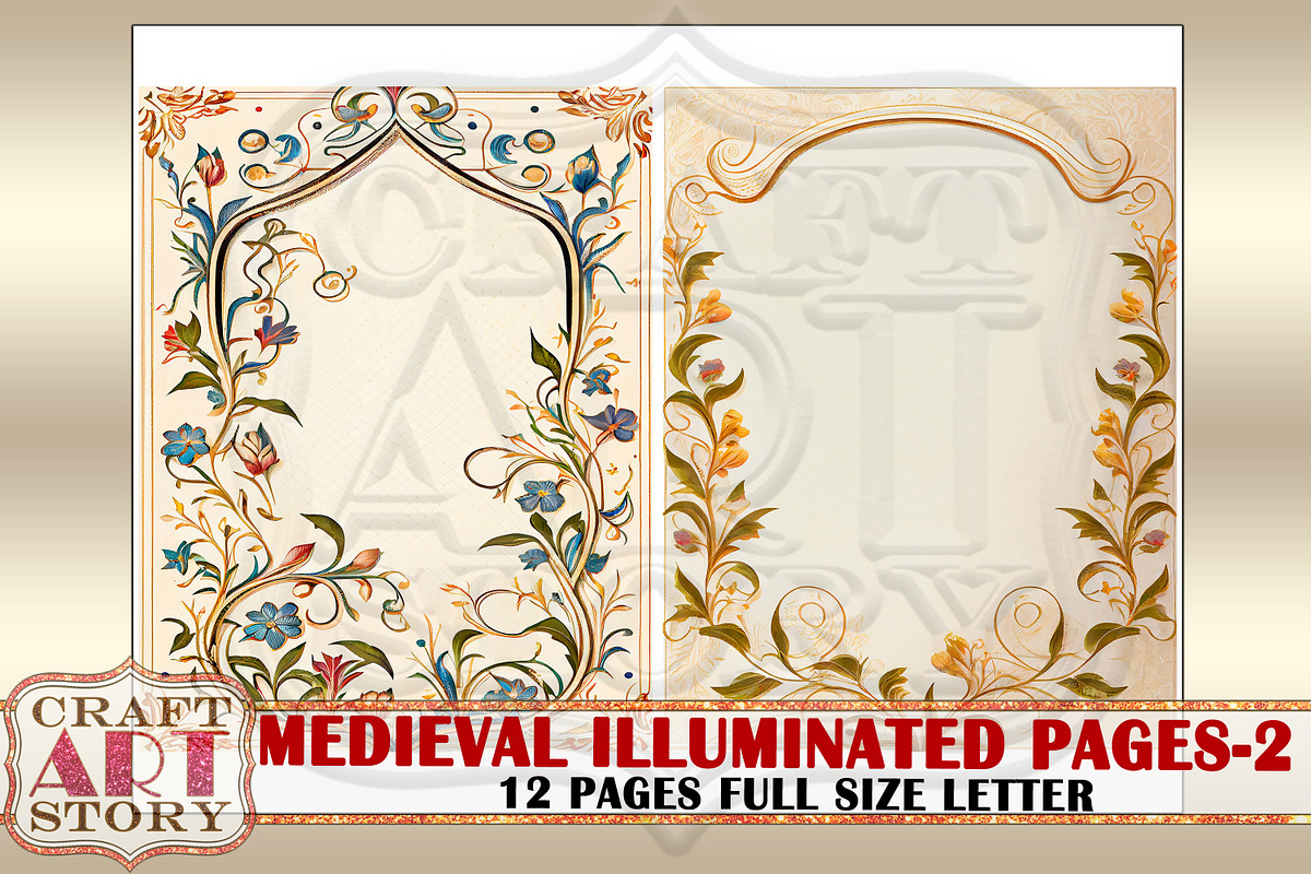 Medieval Illuminated Manuscript-2, a Texture Illustration by CraftArtStory