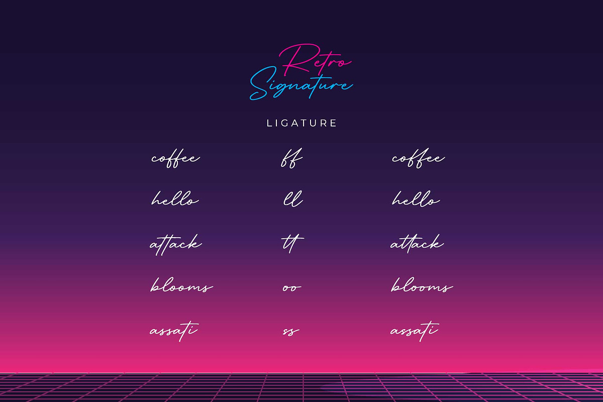 Retro Signature - Neon Lights, a Script Font by Nirmana Visual ...