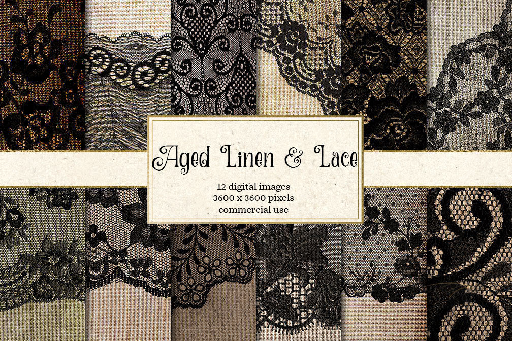 Aged Linen and Lace Digital Paper, a Texture Graphic by Digital Curio