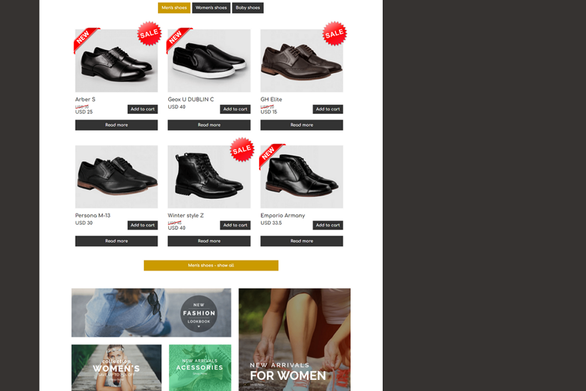 Free eCommerce template-Shoe Store