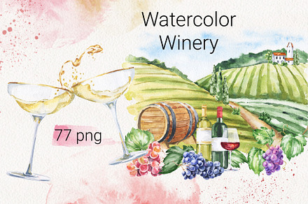 Watercolor Wine Clipart | Illustrations ~ Creative Market