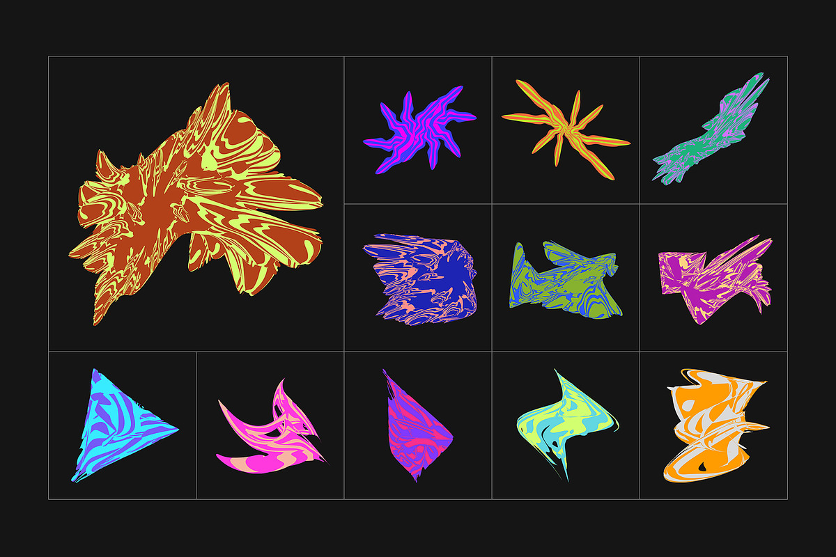 50 Distorted Abstract illustrations, an Object Graphic by assetpro.design