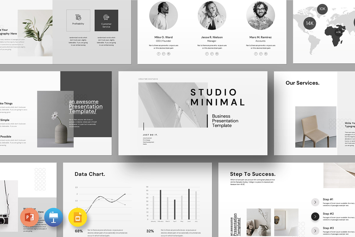 Studio Minimal PowerPoint Template, a Presentation Template by creathrivestudio