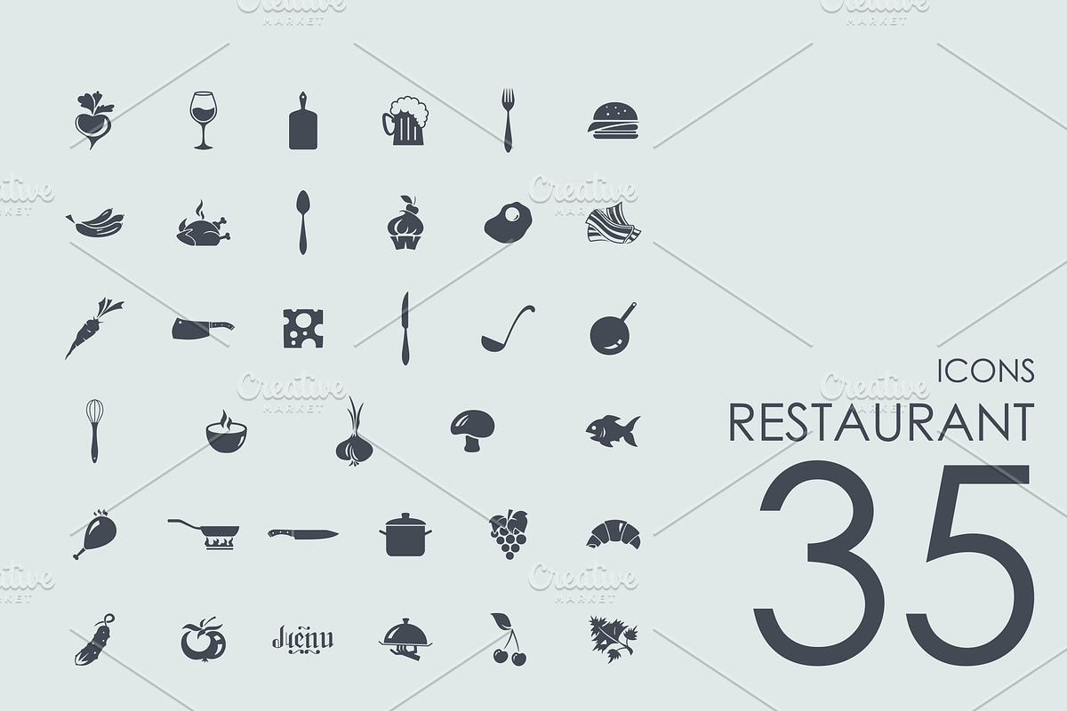 35 Restaurant icons, an Icon by Palau