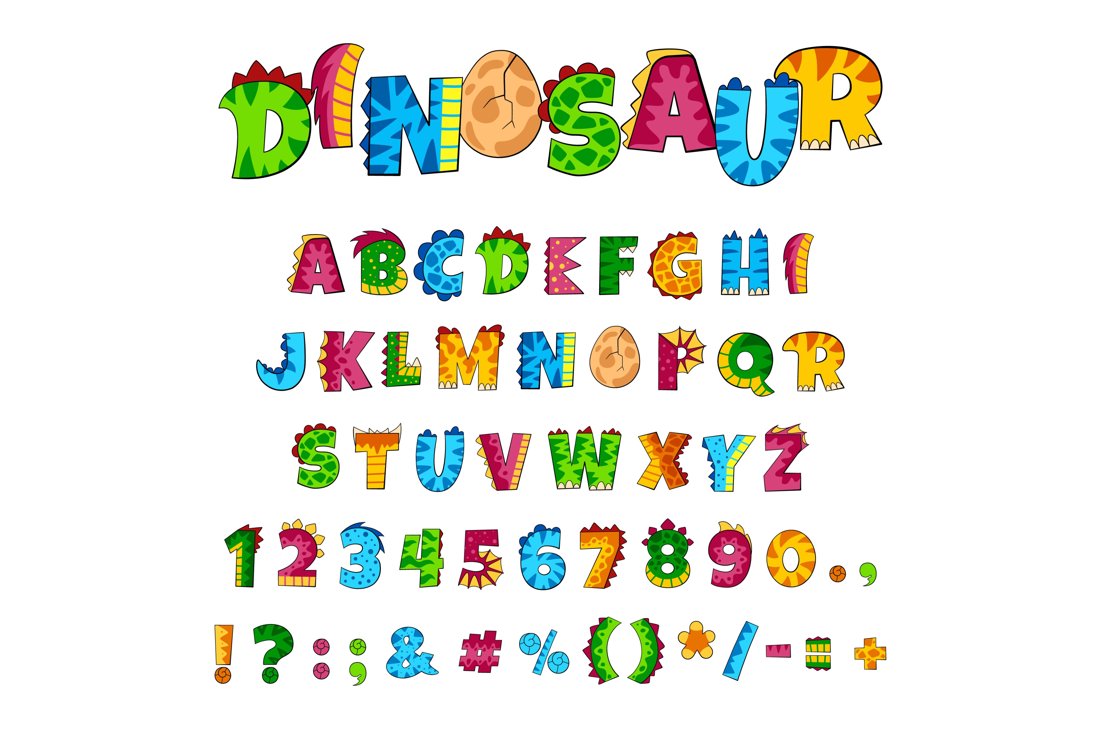 Dino alphabet. Font elements, a Background Graphic by LadadikArt