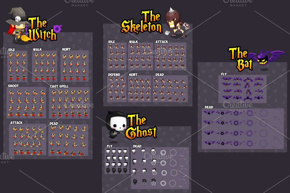 The Witch - Game Sprites, an Illustration by pzUH