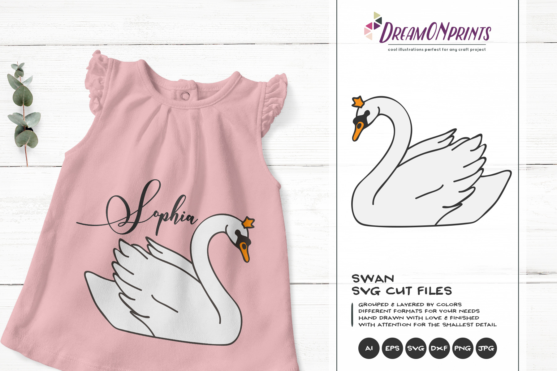 Swan SVG - Princess SVG Vector, an Illustration by DreamONprints