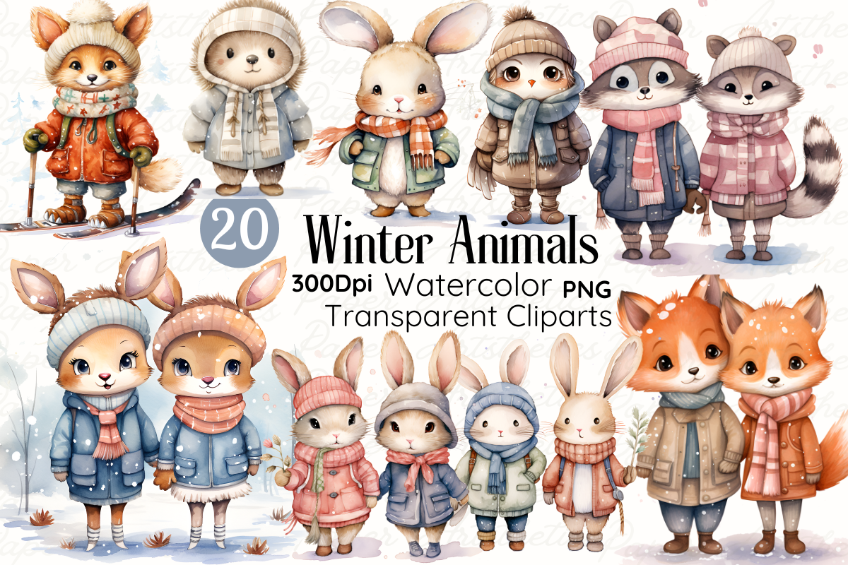 Winter Animals PNG Winter Woodland, a Seasonal Illustration by Paper ...