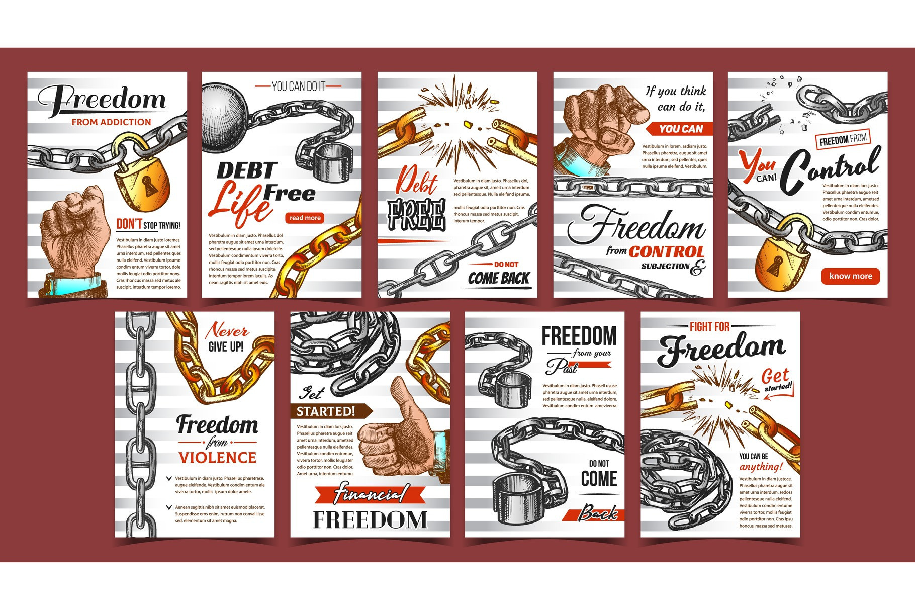 Freedom Control Advertising Posters | Object Illustrations ~ Creative ...