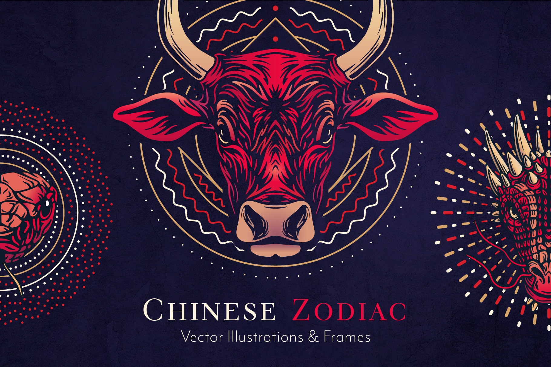Chinese Zodiac Signs and Frames, an Illustration by Pencil Twist
