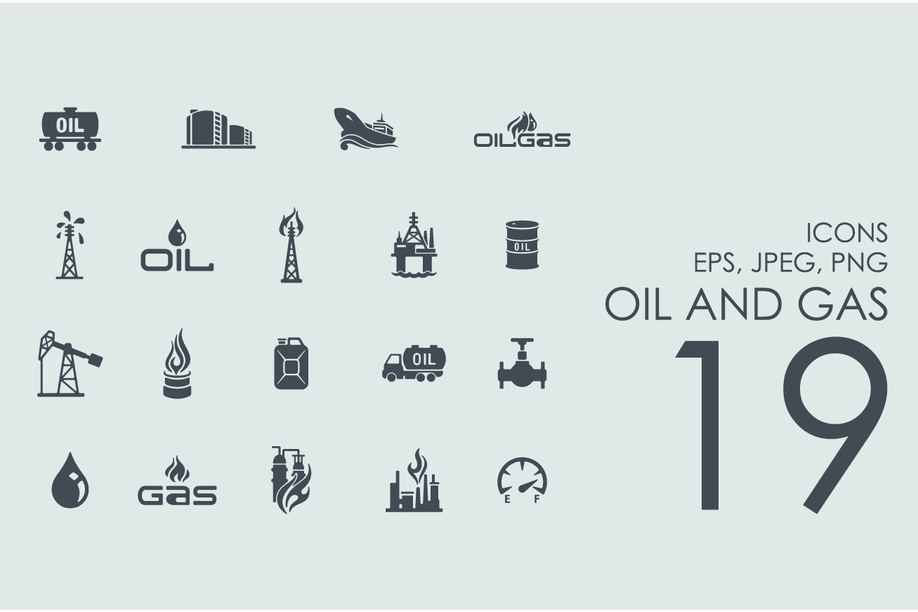 19 oil and gas icons, an Icon by Palau