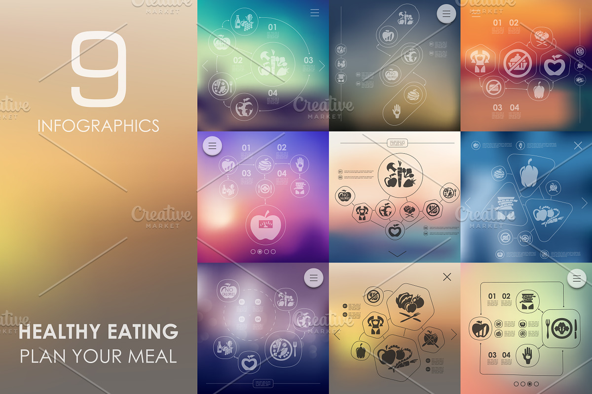 9 healthy eating infographics, a Presentation Template by Palau