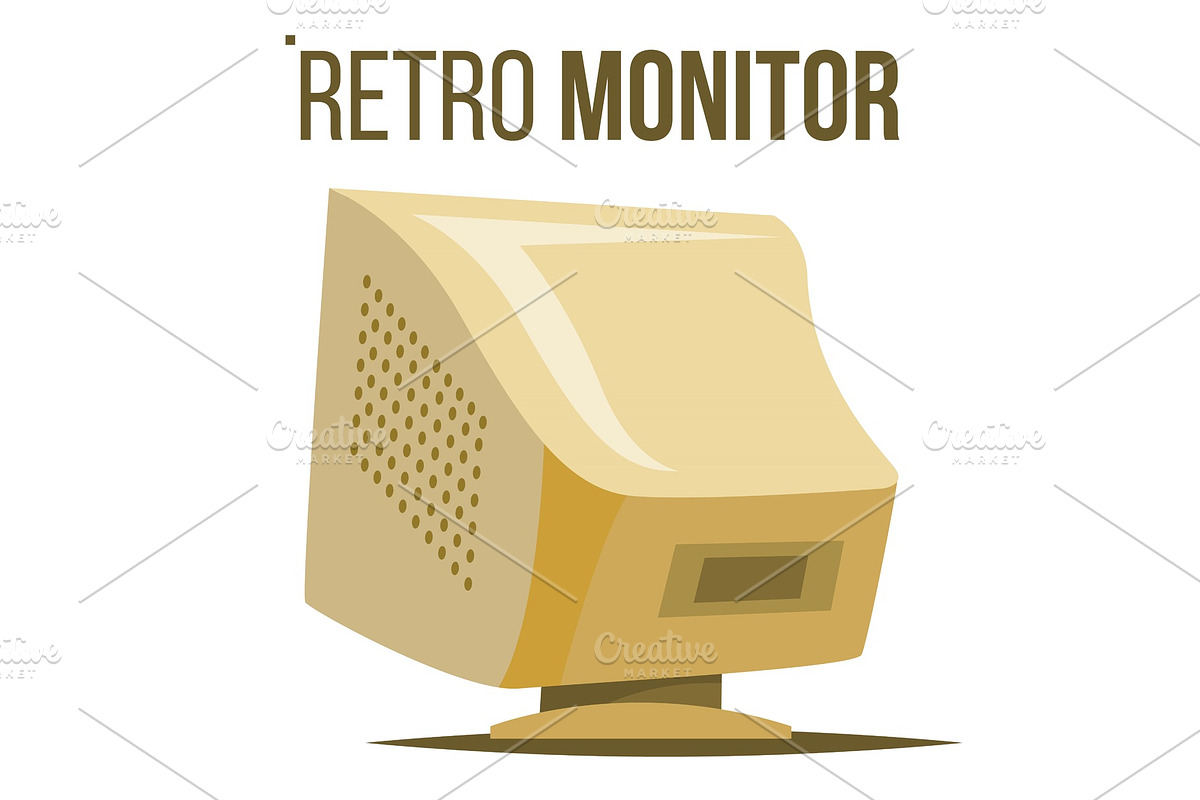 Retro Computer Monitor Vector. Old, an Object Graphic by pikepicture