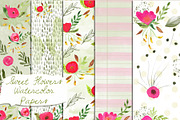 Watercolor Flowers Paper Set | Graphic Patterns ~ Creative Market