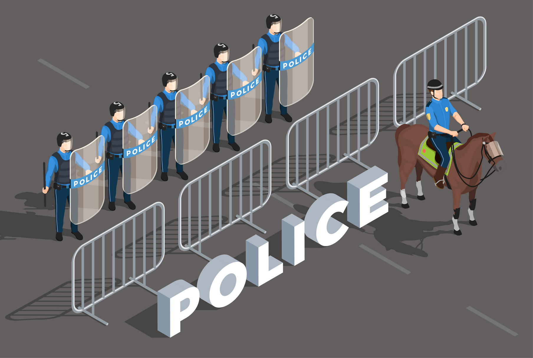 Police isometric composition, a Decorative Illustration by Macrovector