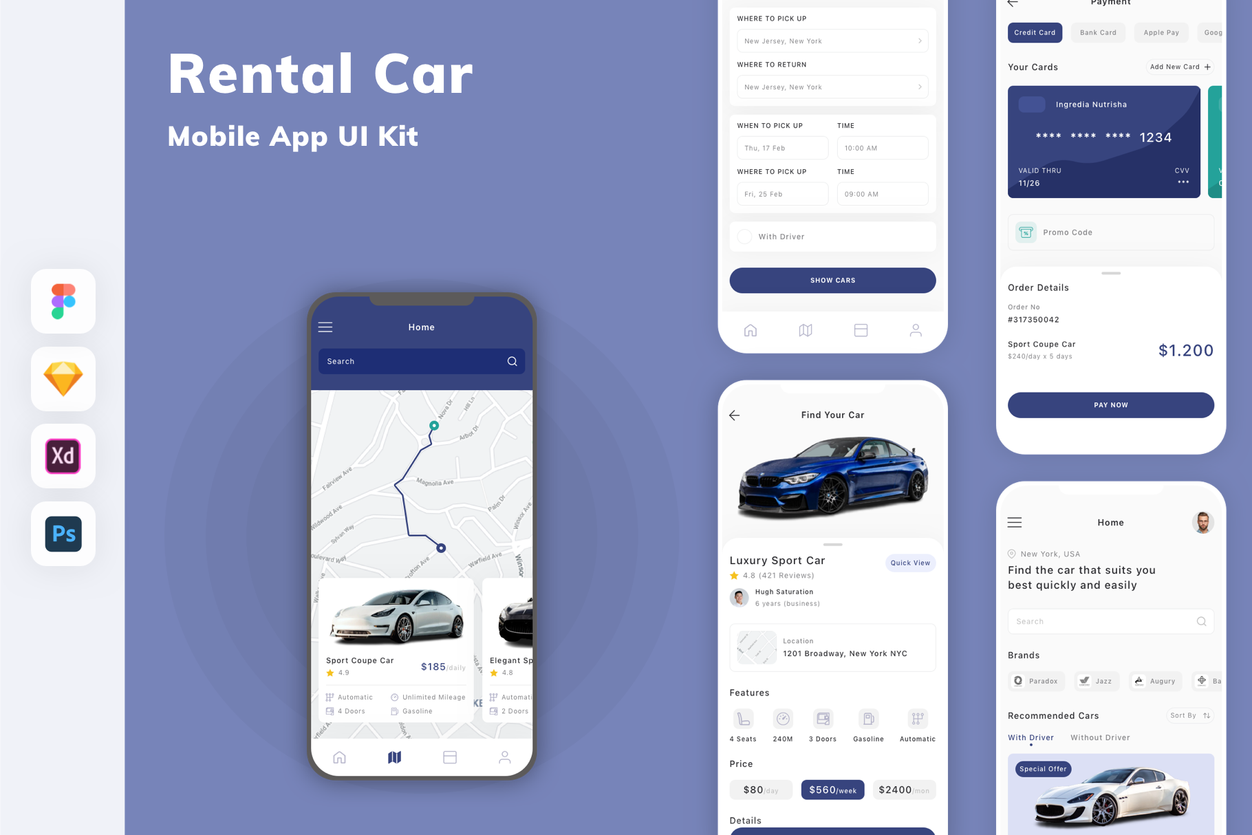 Rental Car Mobile App UI Kit, an UI Kit Template by uicube | Creative ...