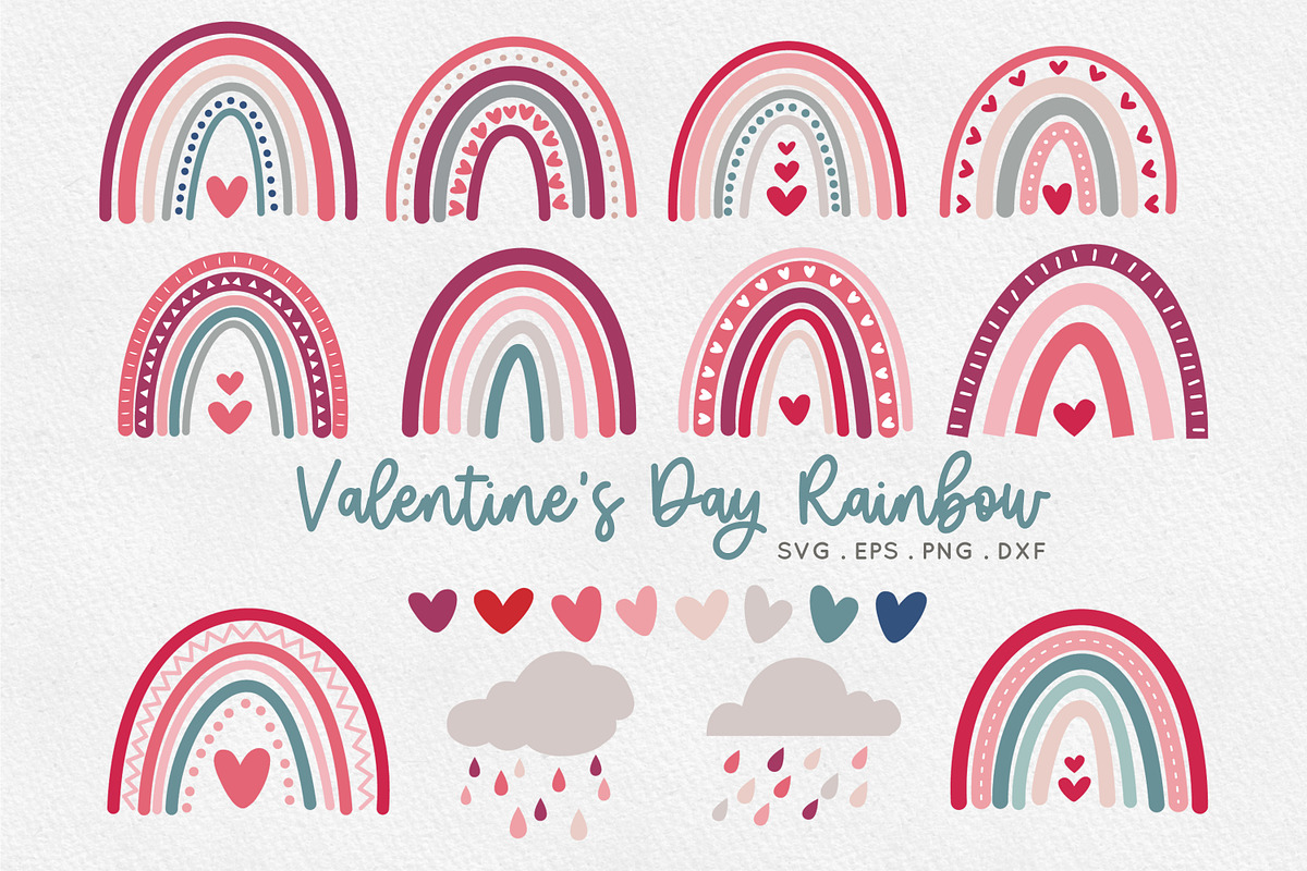 Valentine's Day Boho Rainbow eps svg, an Illustration by Peachycottoncandy