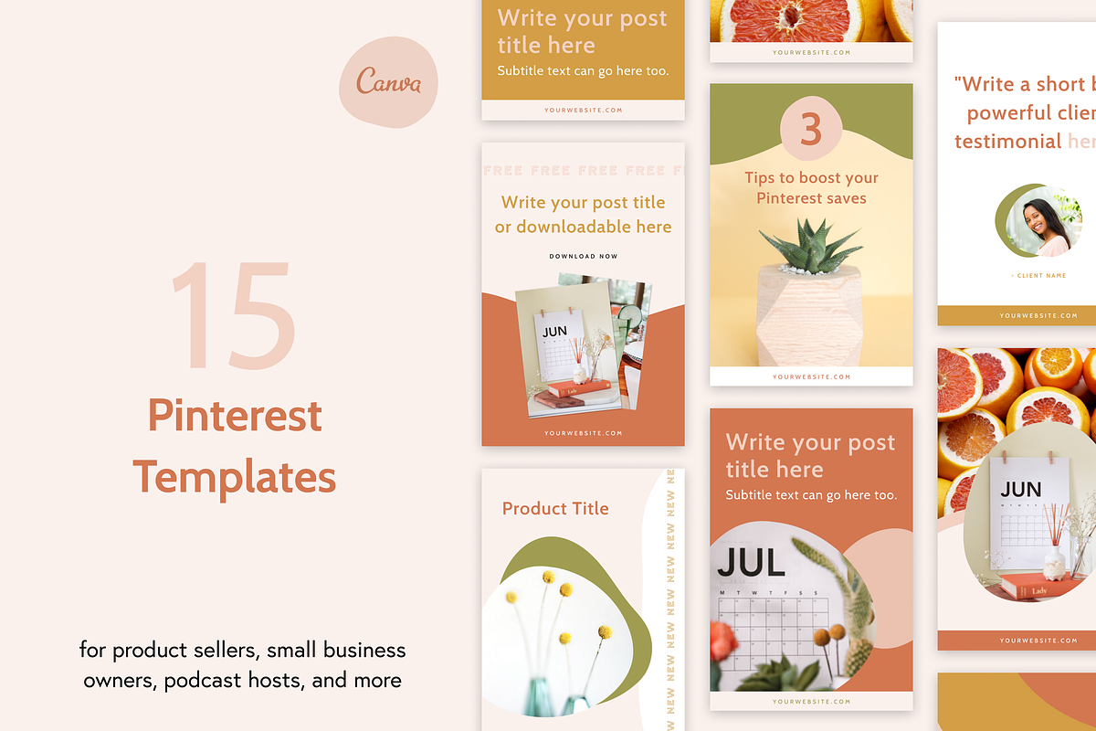Canva Pinterest Templates, a Social Media Template by Blooming Design Co.