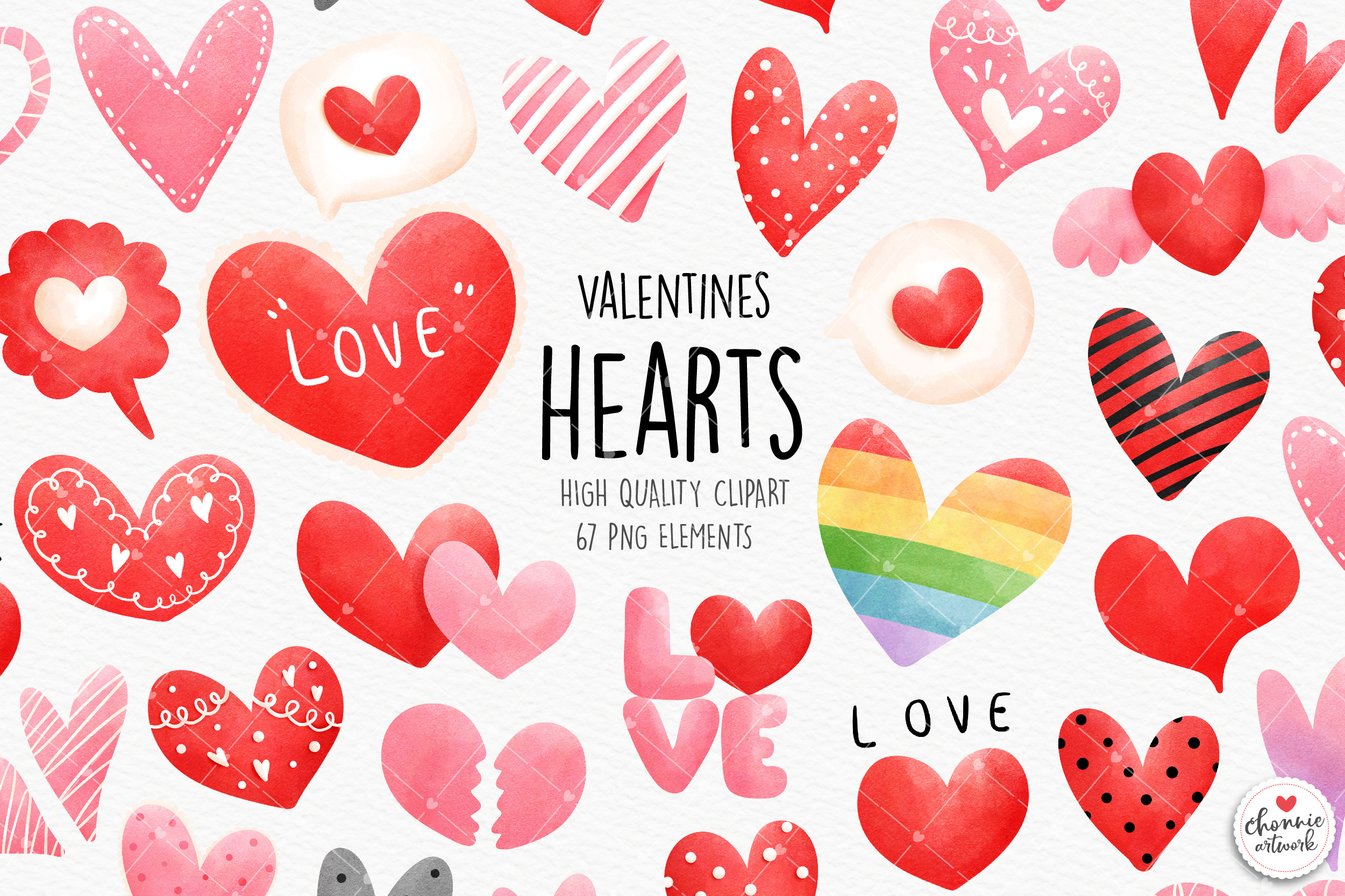 Heart clipart, Valentine's day, an Illustration by Chonnieartwork