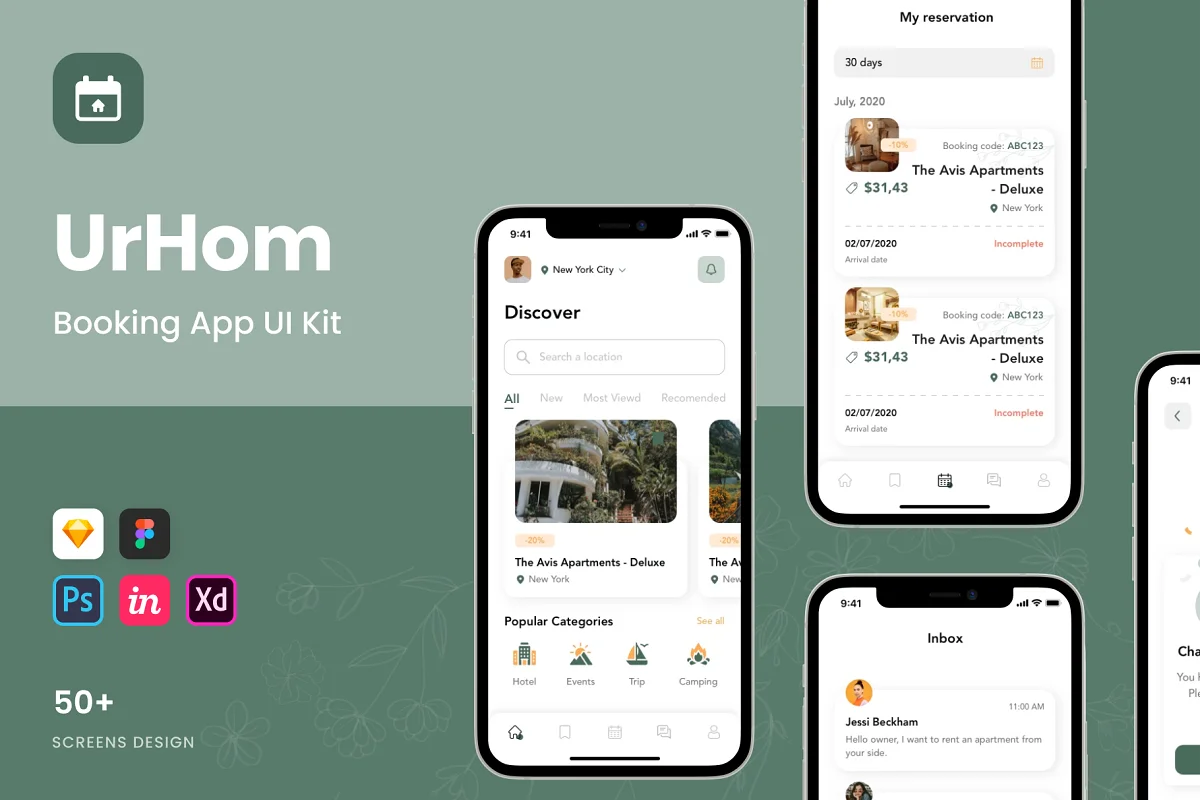 UrHom - Booking App Design UI Kit, an App Template by Capi Product