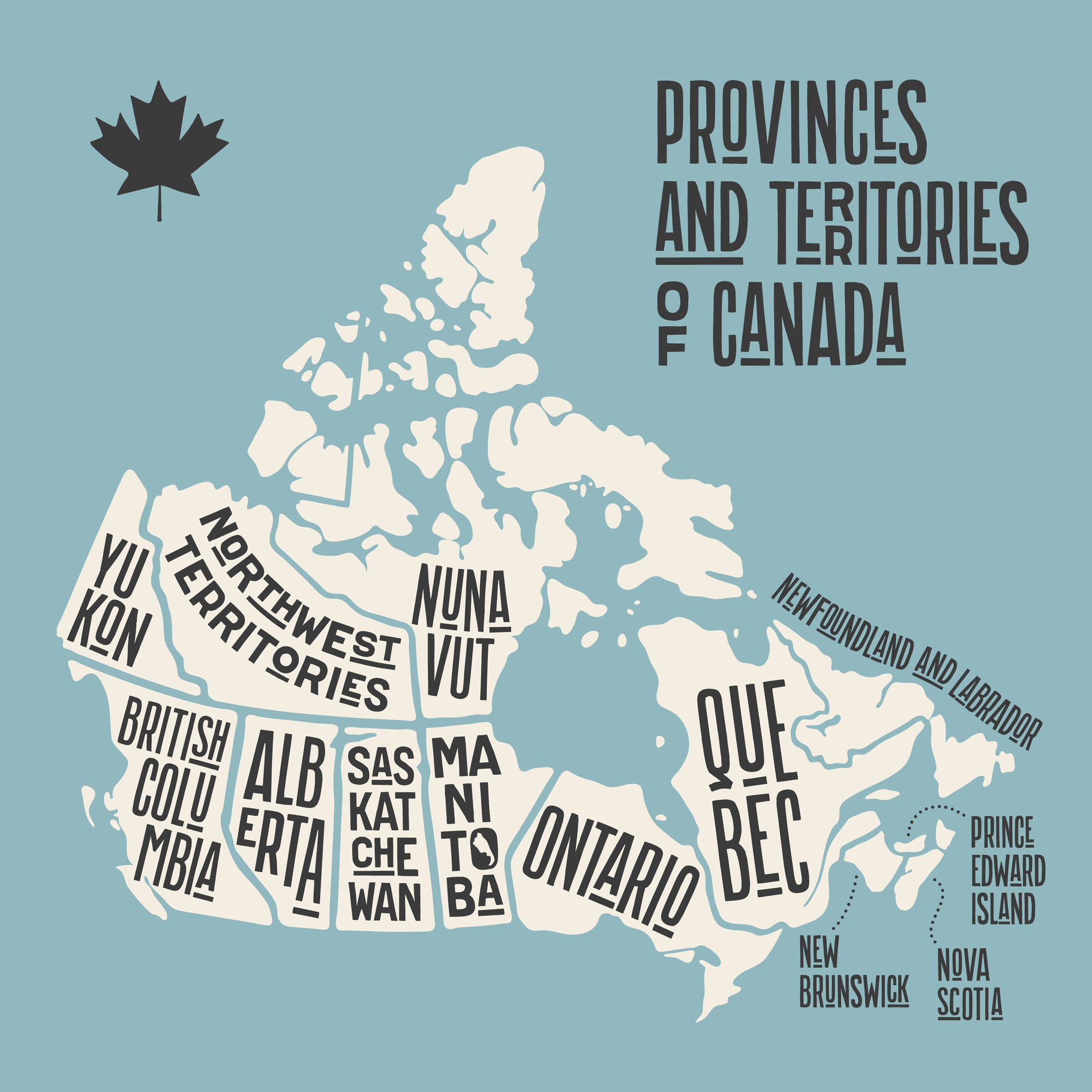 Map Canada. Poster map of provinces, an Illustration by Foxys Graphic