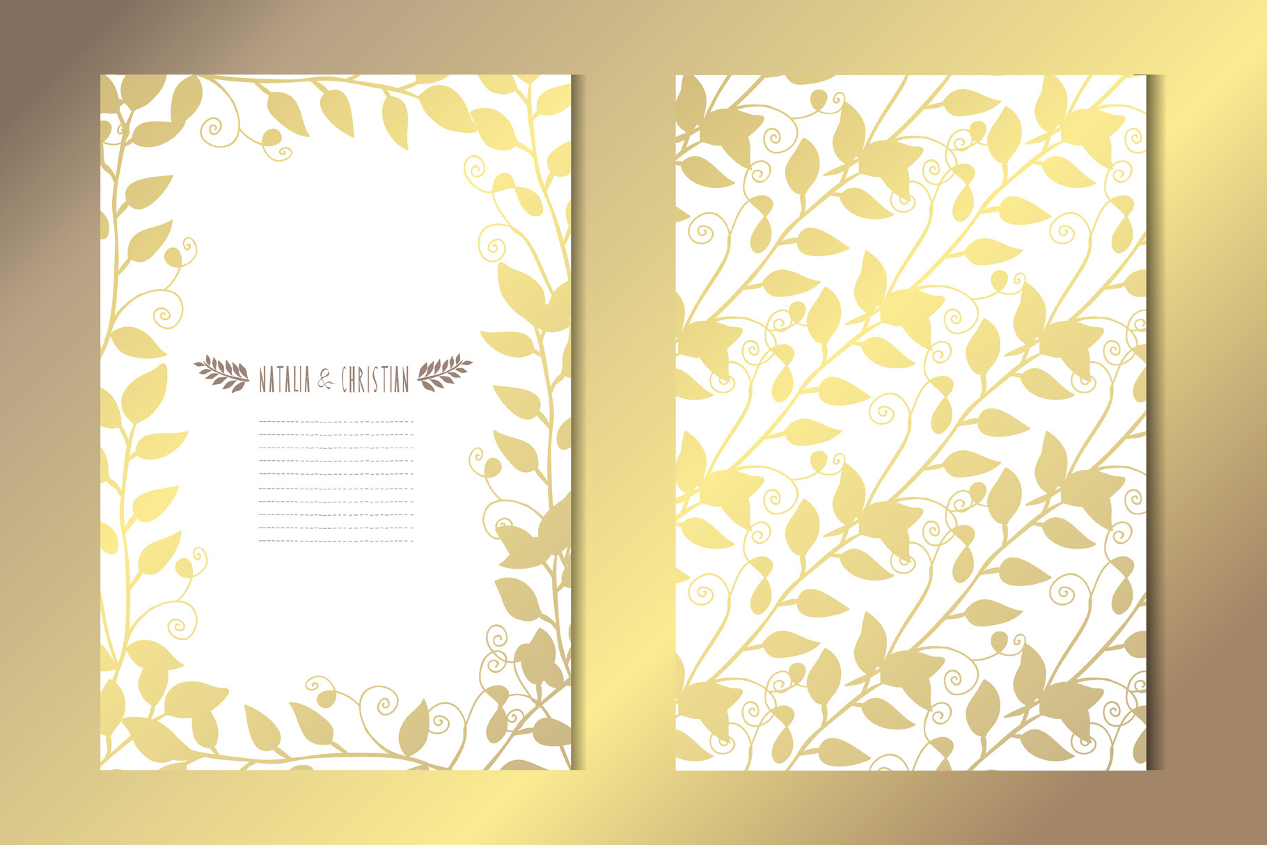 Golden Floral Card Template, a Card Template by Sunset&Sea Design