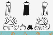 bath towel spa svg set vector png, an Icon by FileVectorSVG