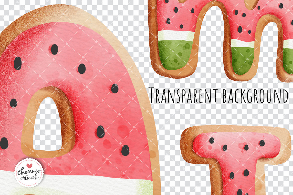 Watermelon Cookies alphabet, an Illustration by Chonnieartwork