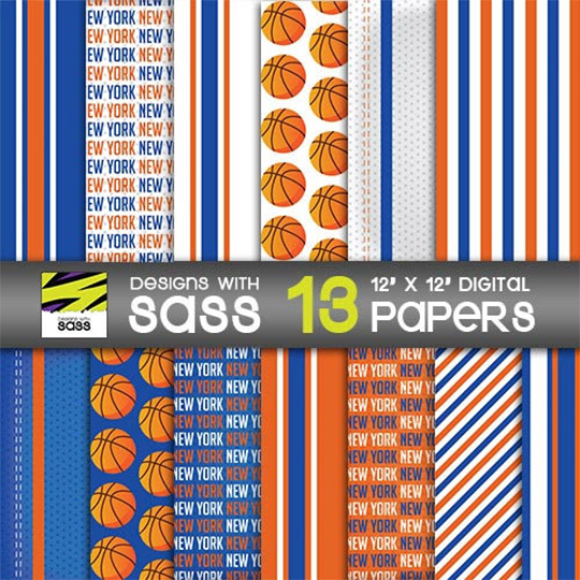 Digital Paper, New York Basketball, a Pattern Graphic by Designs With Sass
