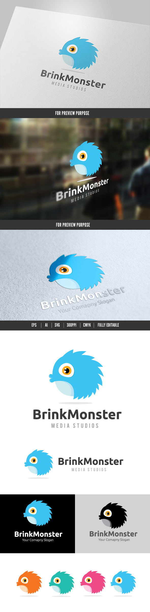 Blink Monster Logo, a Branding & Logo Template by Vectorwins Premium Shop