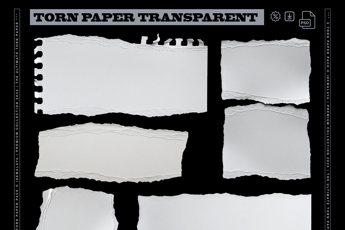 Ripped Torn Paper Set PNG, a Texture Graphic by iHemalaya