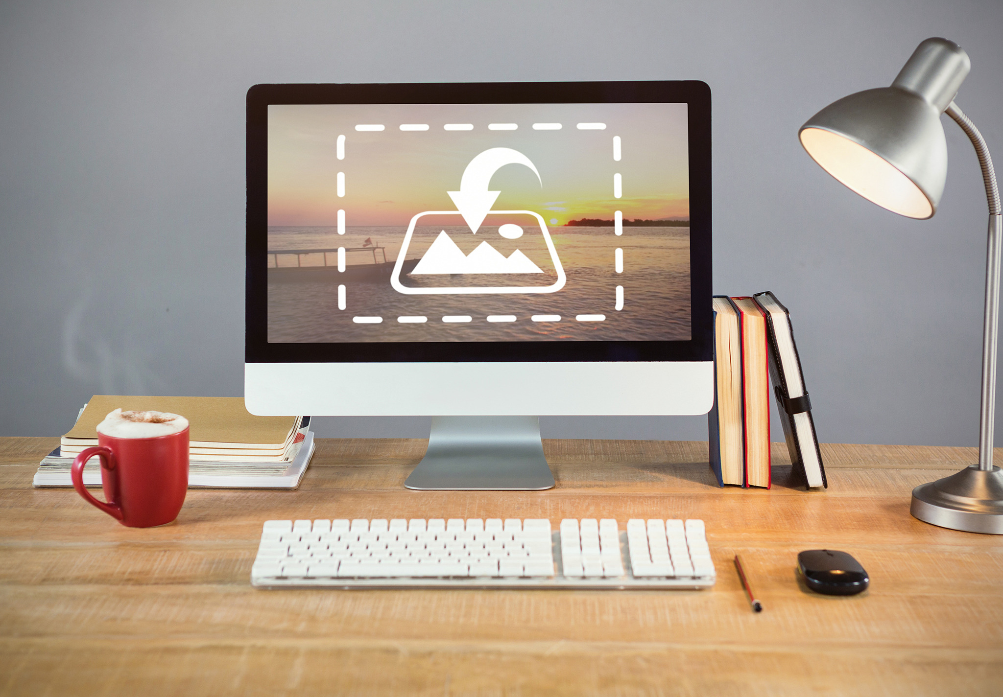 Mockup Of Computer At Desk, a Templates & Theme by wavebreak